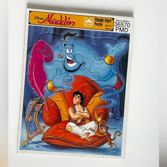 Disney | Toys | Vintage Disney Aladdin And Genie Frame Tray Puzzle ...